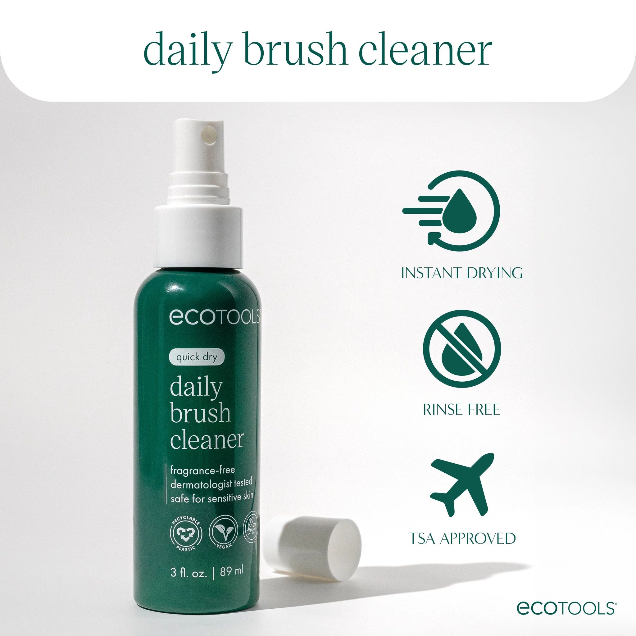 EcoTools Daily Brush Cleaner, Makeup Brush Cleanser Spray, Quick Dry ...