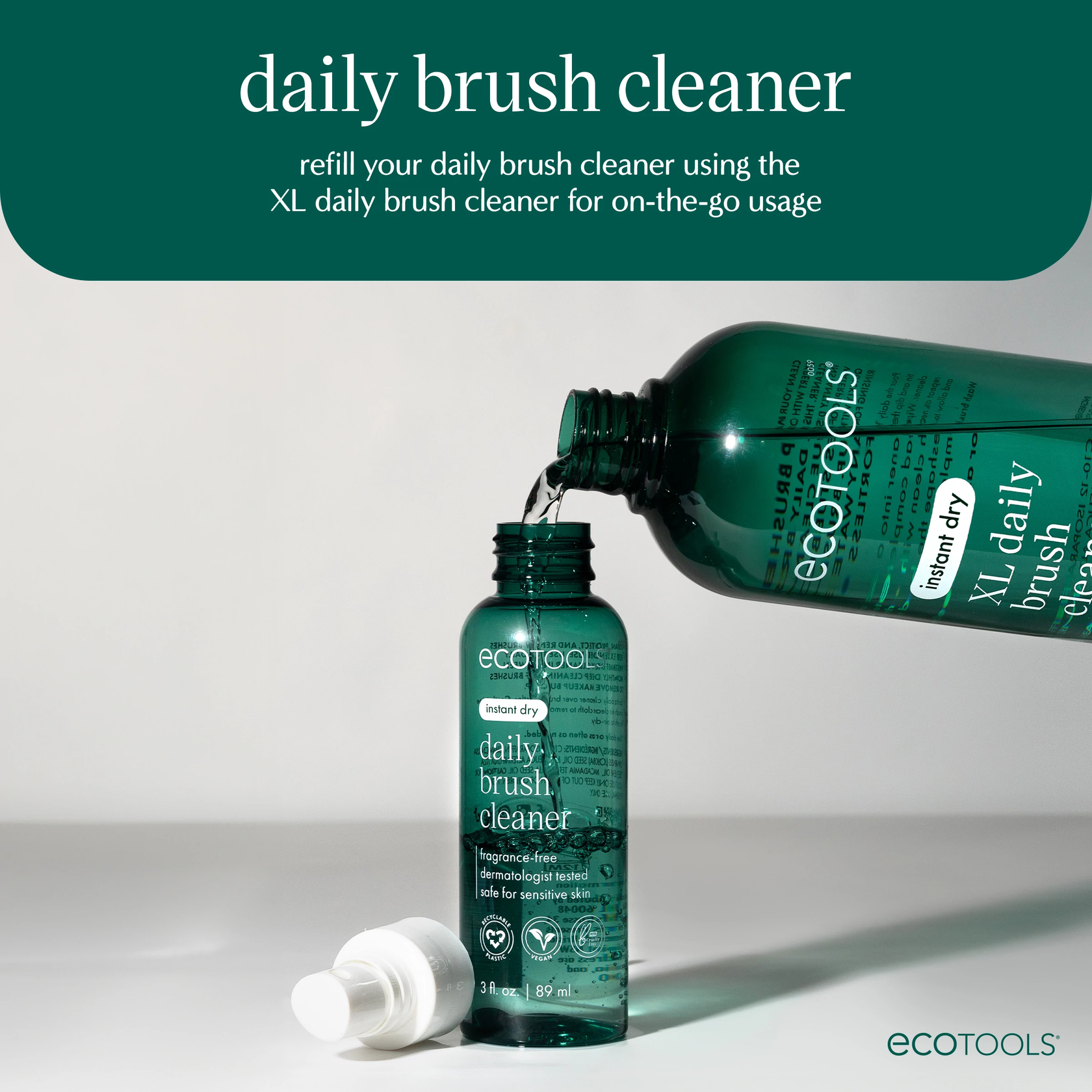 EcoTools XL Daily Brush Cleaner, Makeup Brush Cleanser Spray, Quick Dry ...