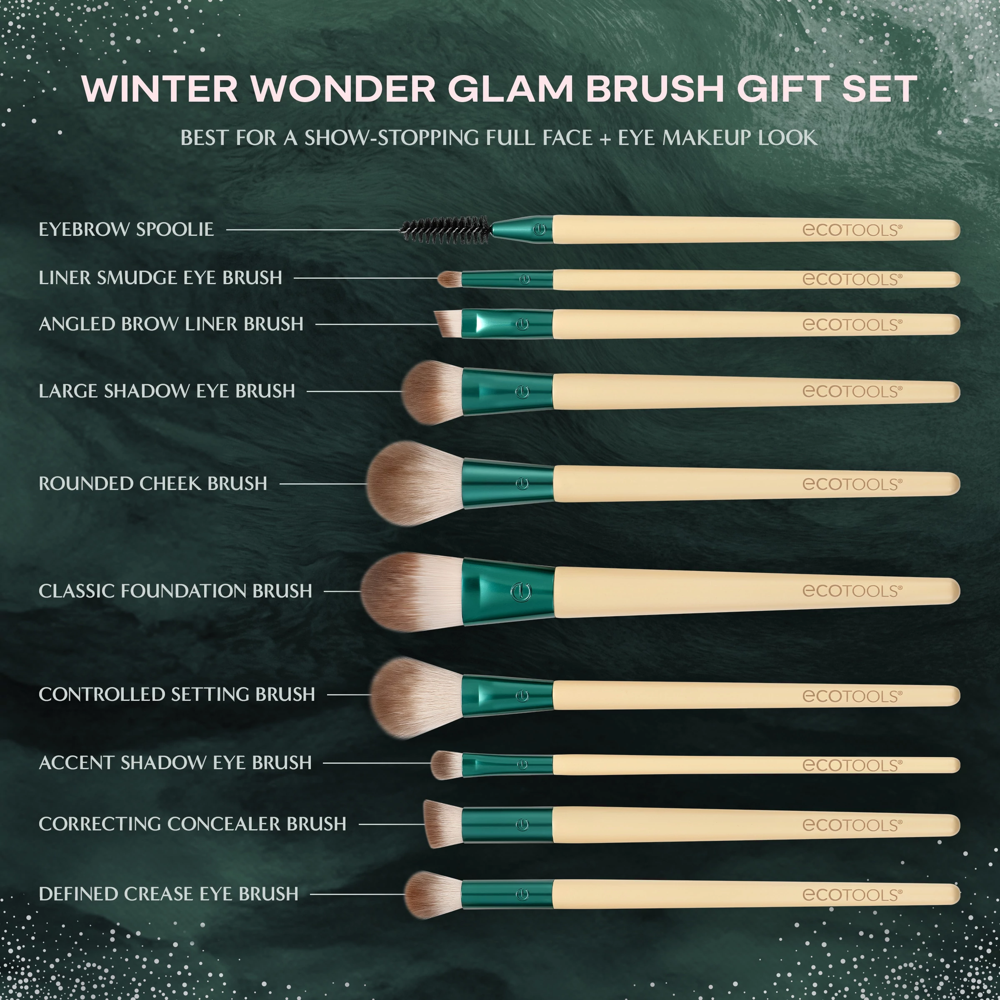 EcoTools Winter Wonder Glam Brush Kit, 10 Piece Limited Edition Gift ...