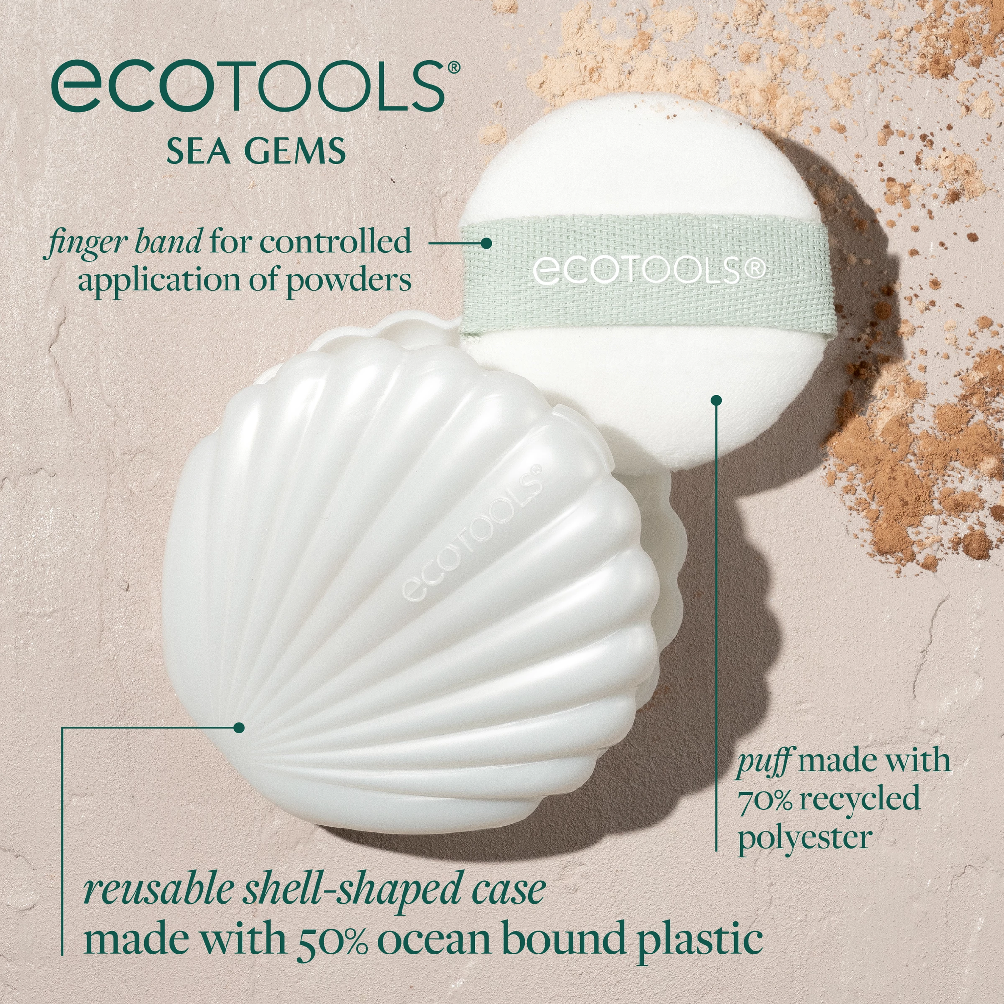 EcoTools Sea Gems Pearl Powder Puff + Case, 2 Piece Set – EcoTools Beauty