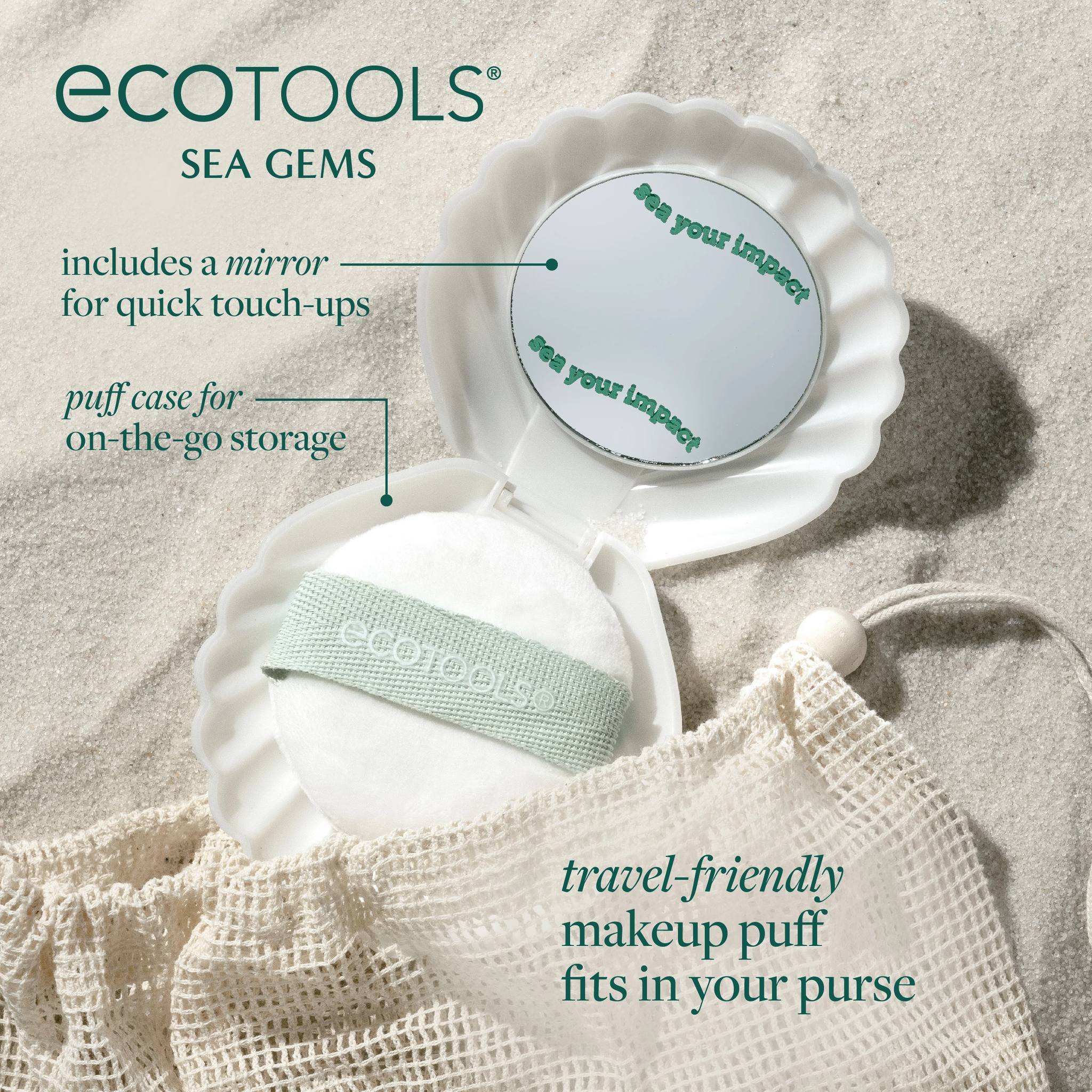 EcoTools Sea Gems Pearl Powder Puff + Case, 2 Piece Set – EcoTools Beauty