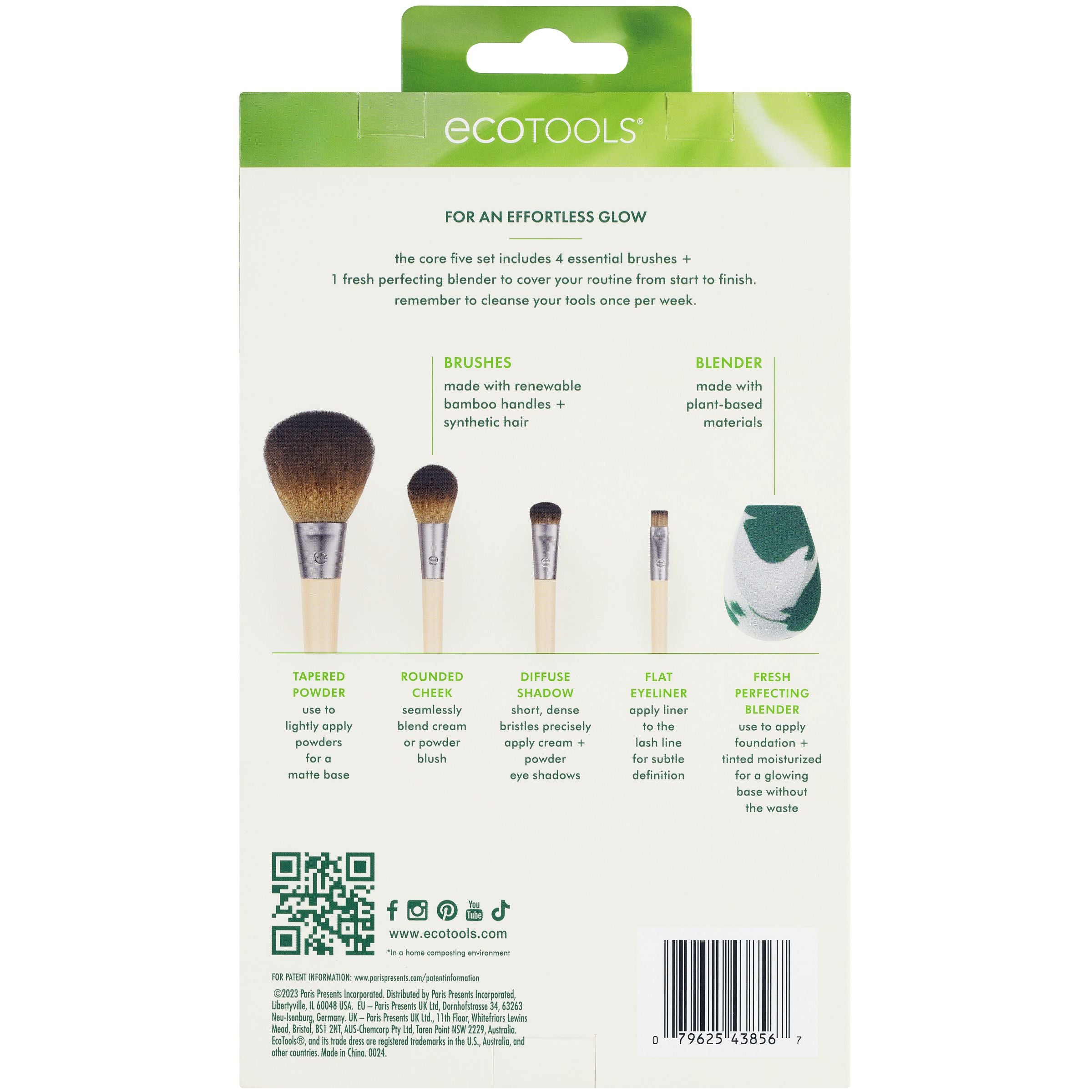 EcoTools Core Five Makeup Brush and Sponge Kit, For Eyeshadow, Blush ...