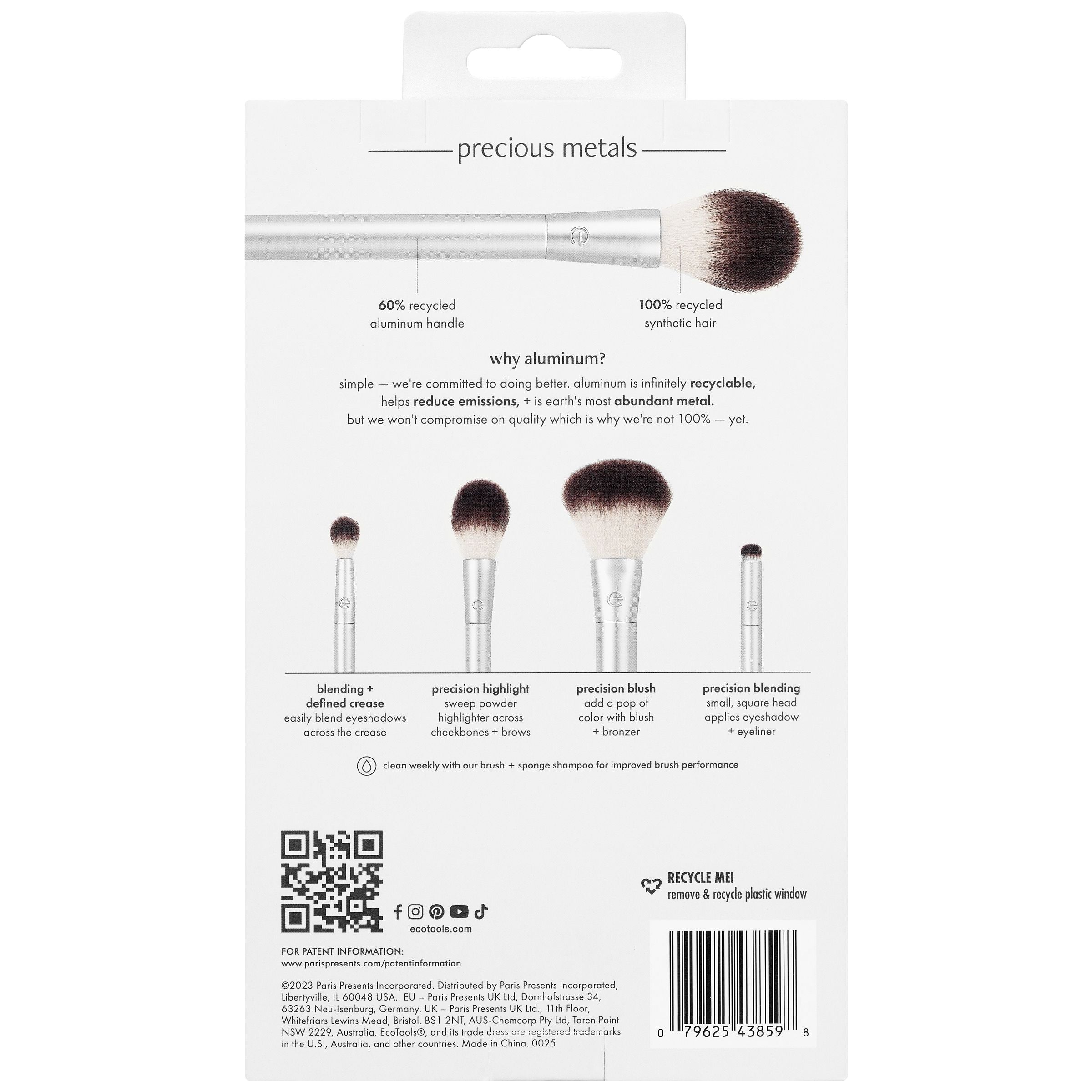 EcoTools Precious Metals Cheek & Eye Highlight Makeup Brush Set, Face ...
