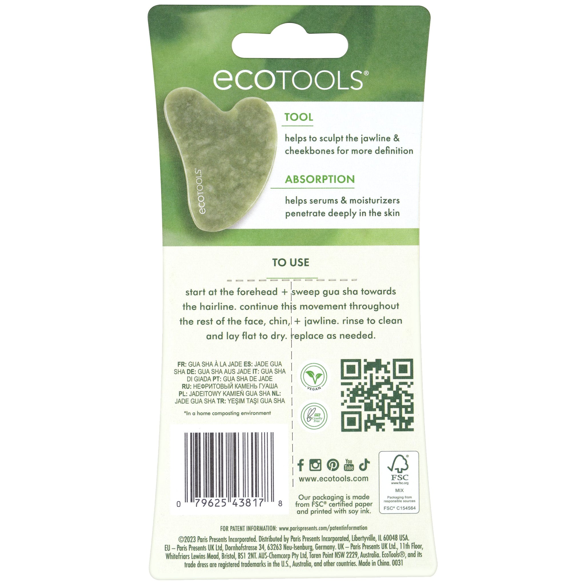 EcoTools Jade Gua Sha, For Priming, Real, Natural Jade Stone, Massaging ...