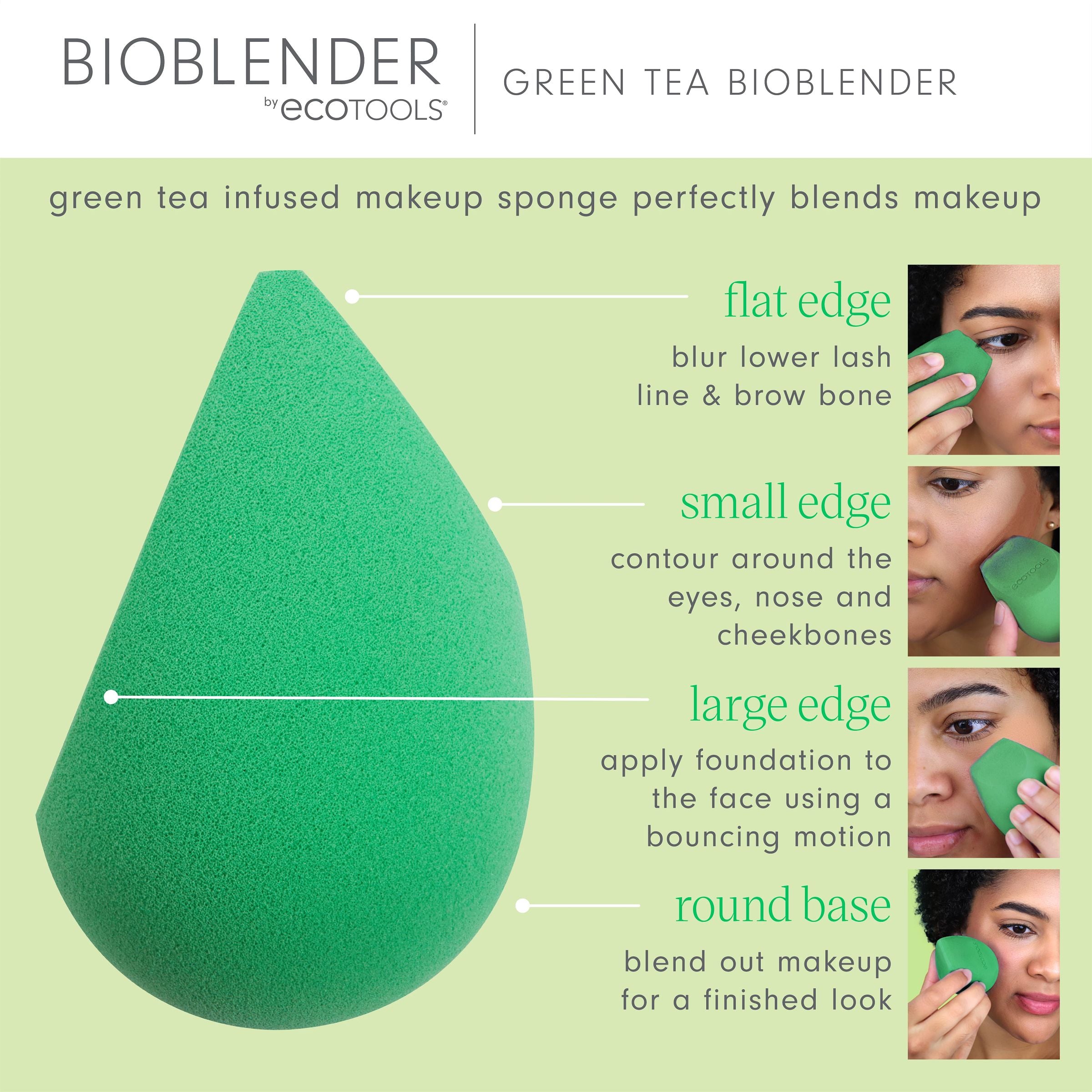 EcoTools Green Tea Bioblender, Compostable Makeup Sponge, For ...