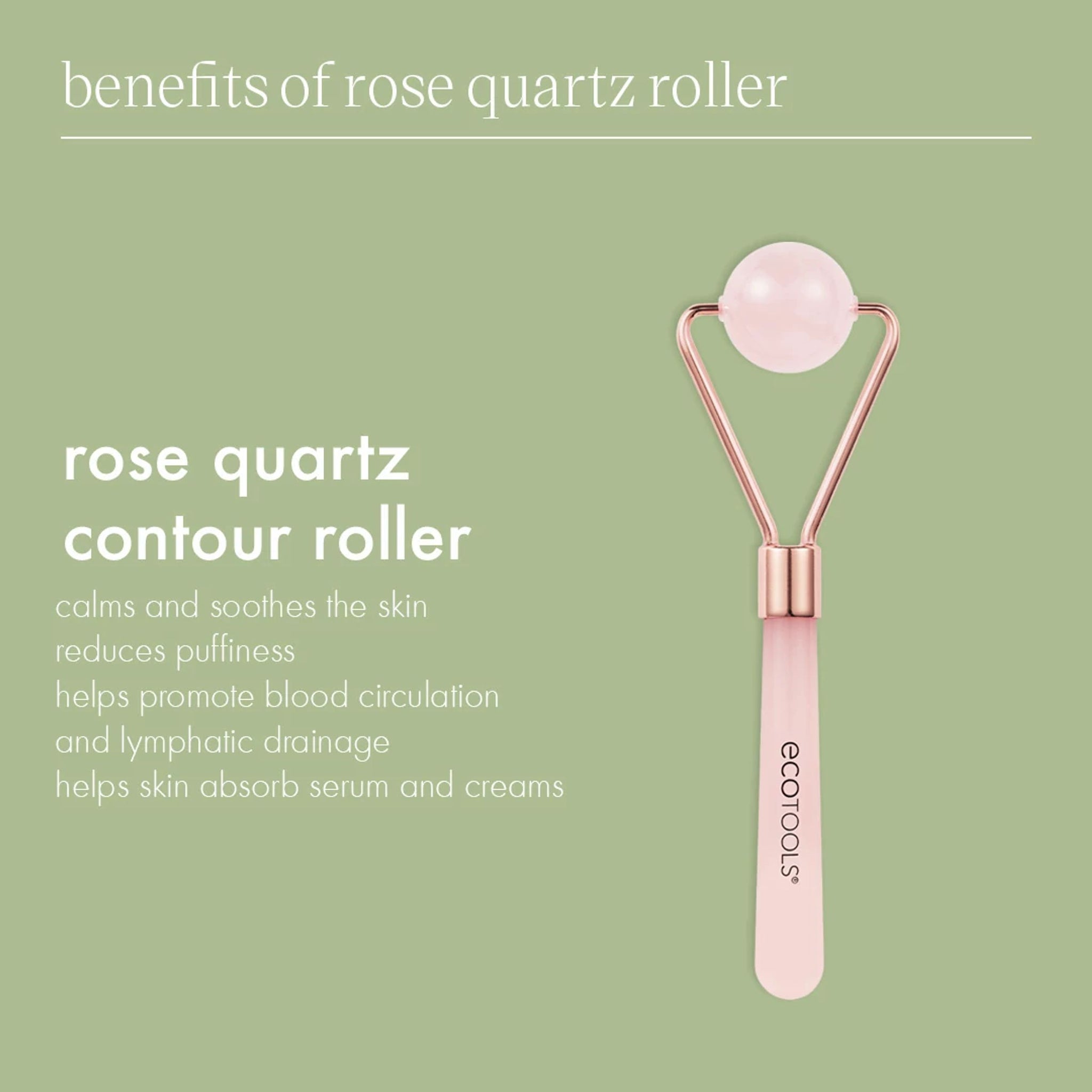 EcoTools Rose Quartz Contour Roller, Skincare & Sculpting Tool, Facial Roller, For Depuffing ...