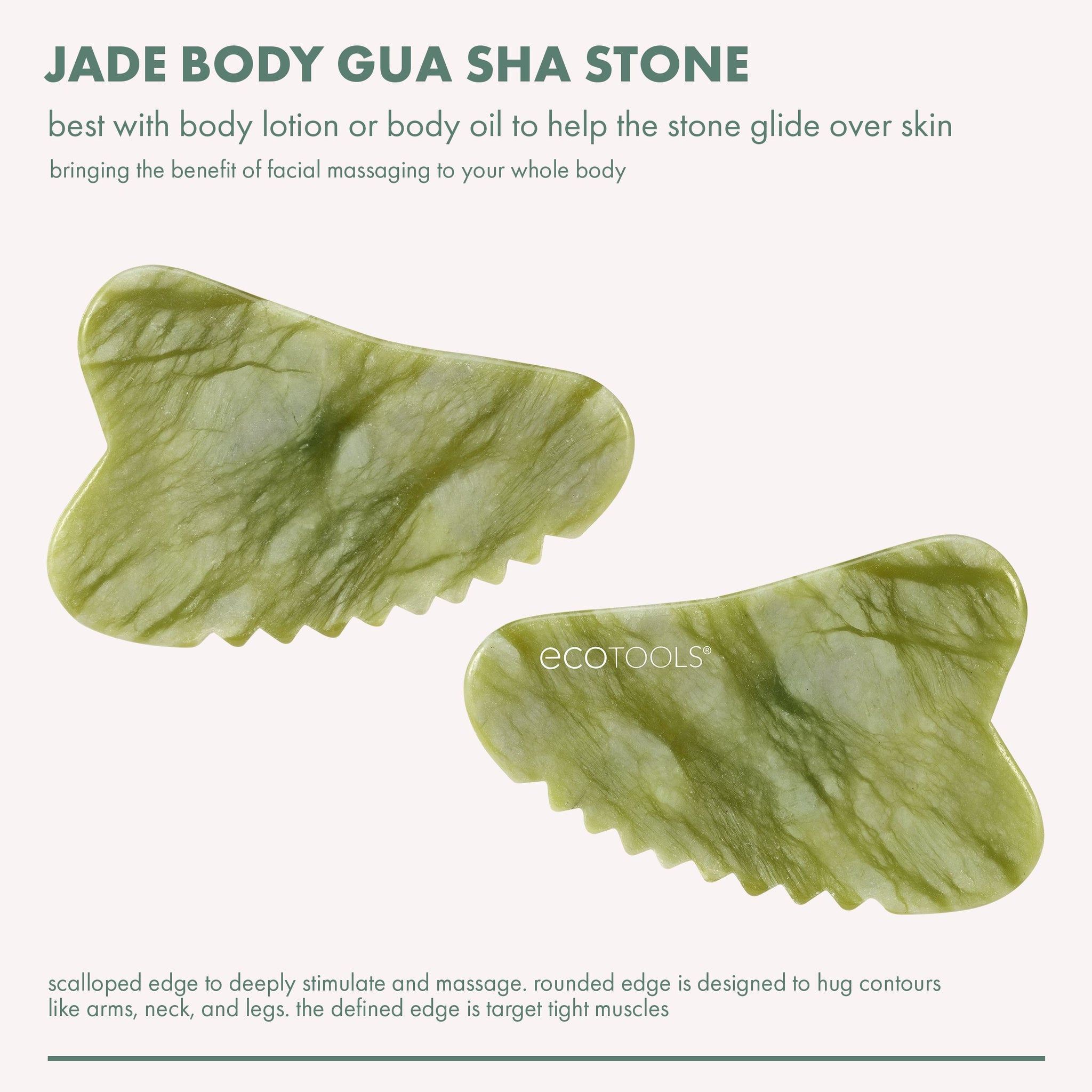 EcoTools Body Gua Sha Stone, Natural Jade Body Massage Tool, For Arms ...